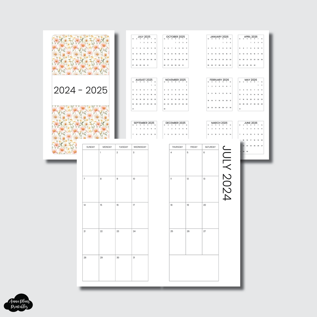 A6 Rings Size | 2024 - 2025 SIMPLE FONT Academic Monthly Calendar (SUN ...