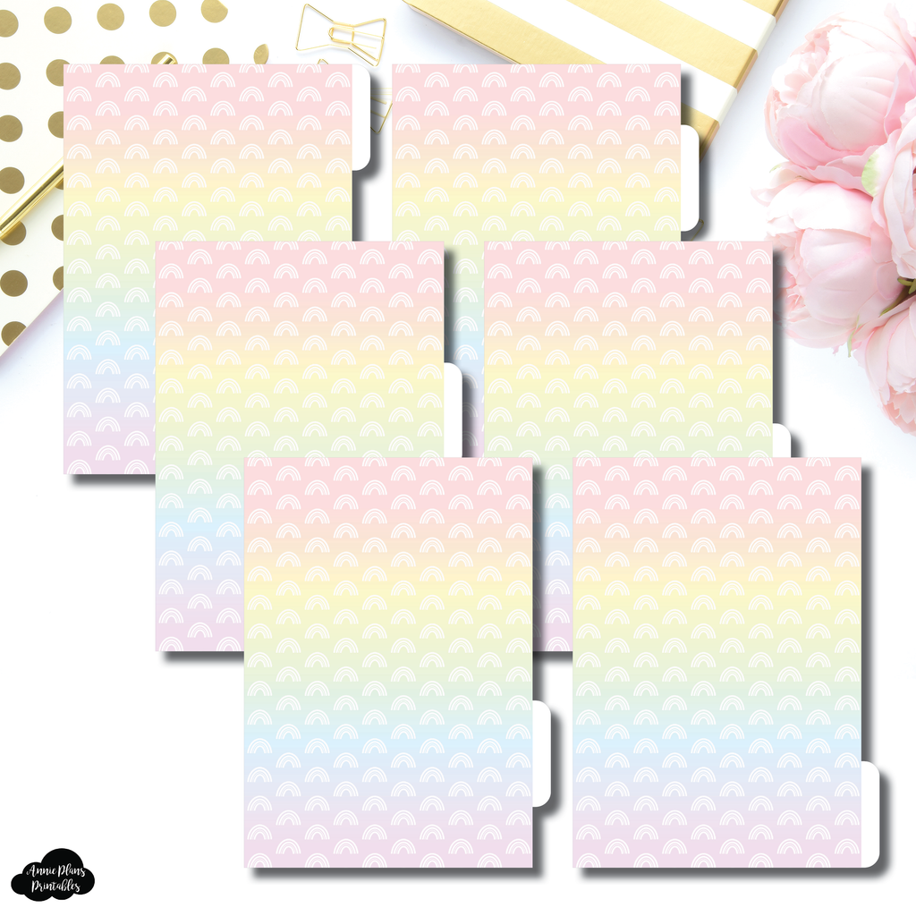 B6 Ring Dividers | Rainbow Gradient 6 Side Tab Printable Dividers ...