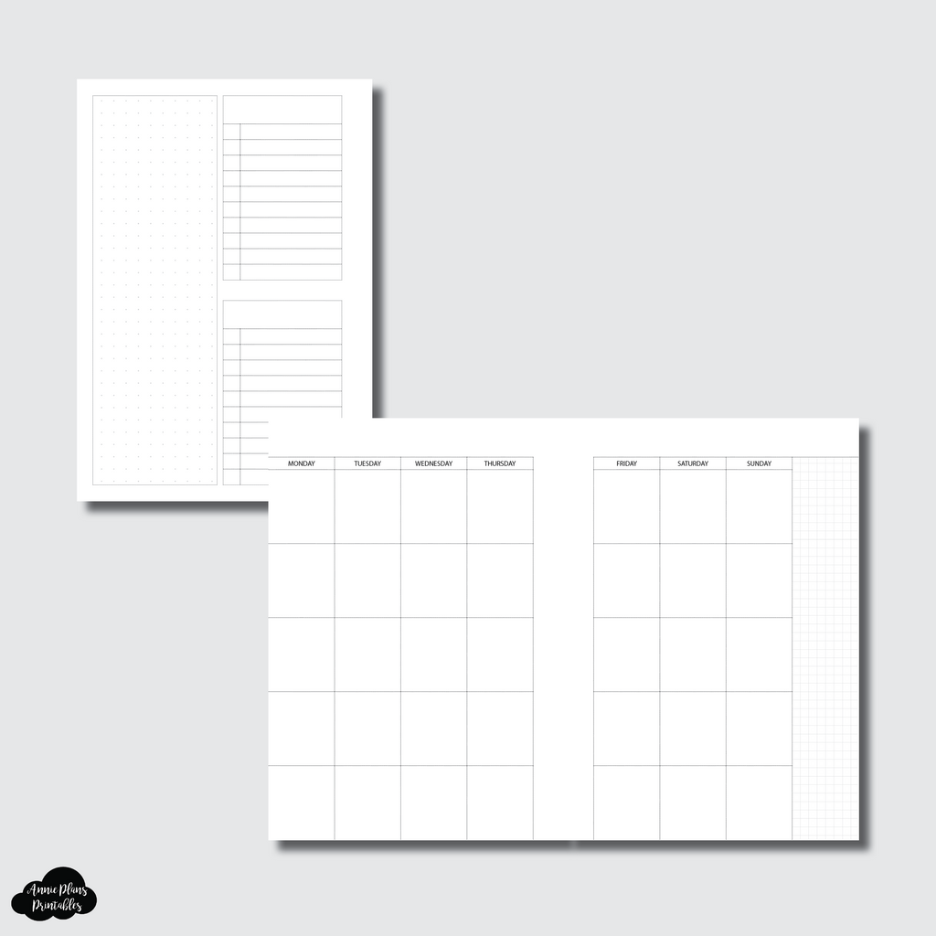CUSTOM Size | MONDAY START Monthly With Cover & Notes Page Printable I ...