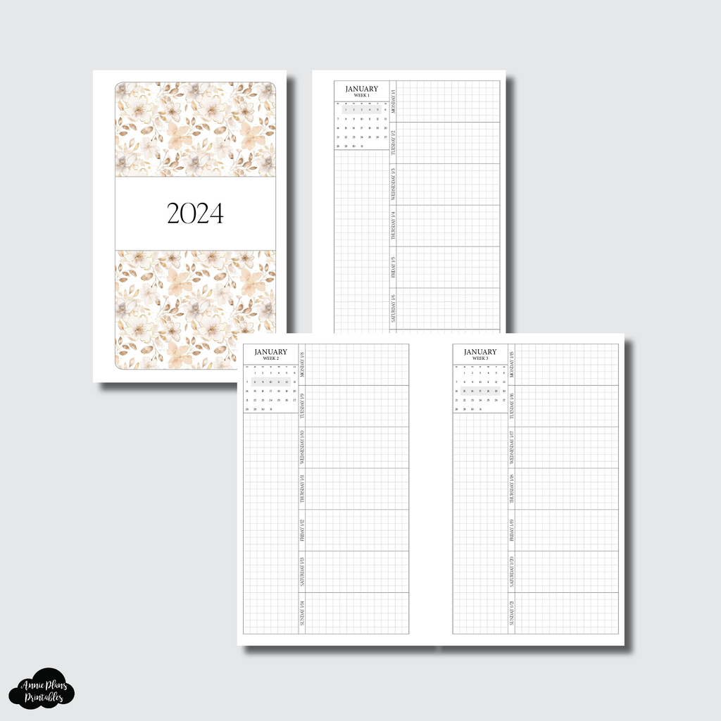 FC Rings Size | 2024 Week on 1 Page GRID with Calendar Printable Inser ...