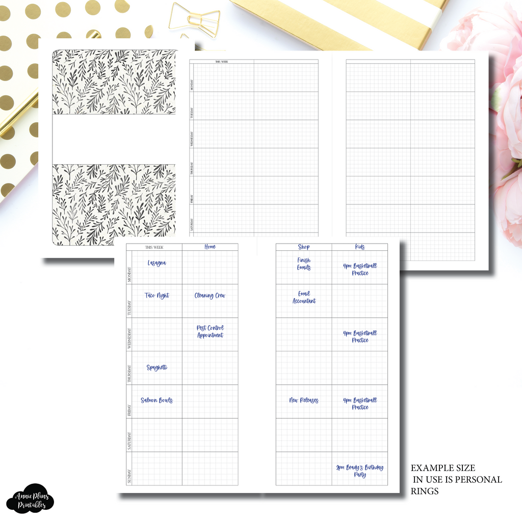 Mini HP Size | Undated Sectioned Weekly Grid Printable Insert ...