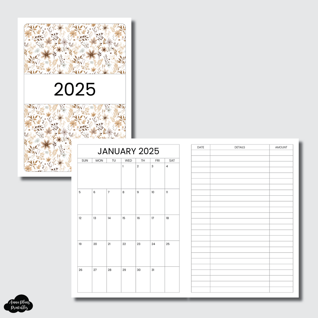A5 Rings Size | 2025 Monthly Expense Calendar Printable Insert ...