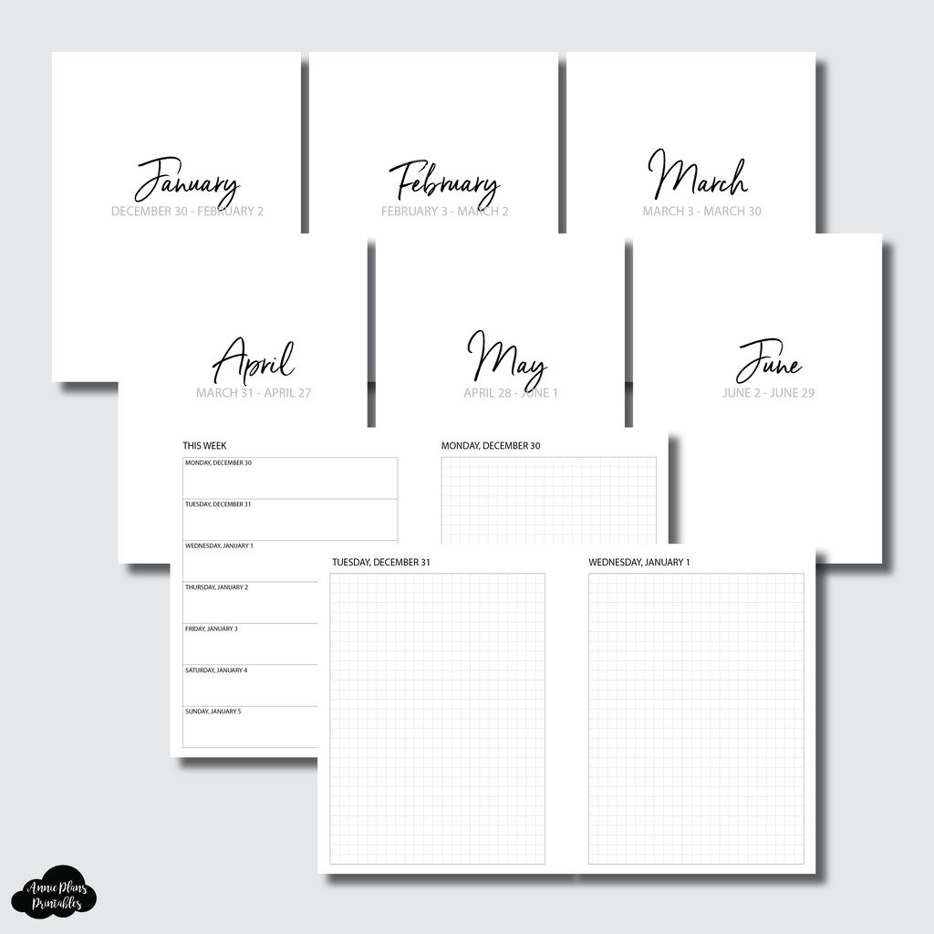B6 Rings Size | JAN - JUN 2025 Bundle: Weekly/Daily GRID Printable Ins ...