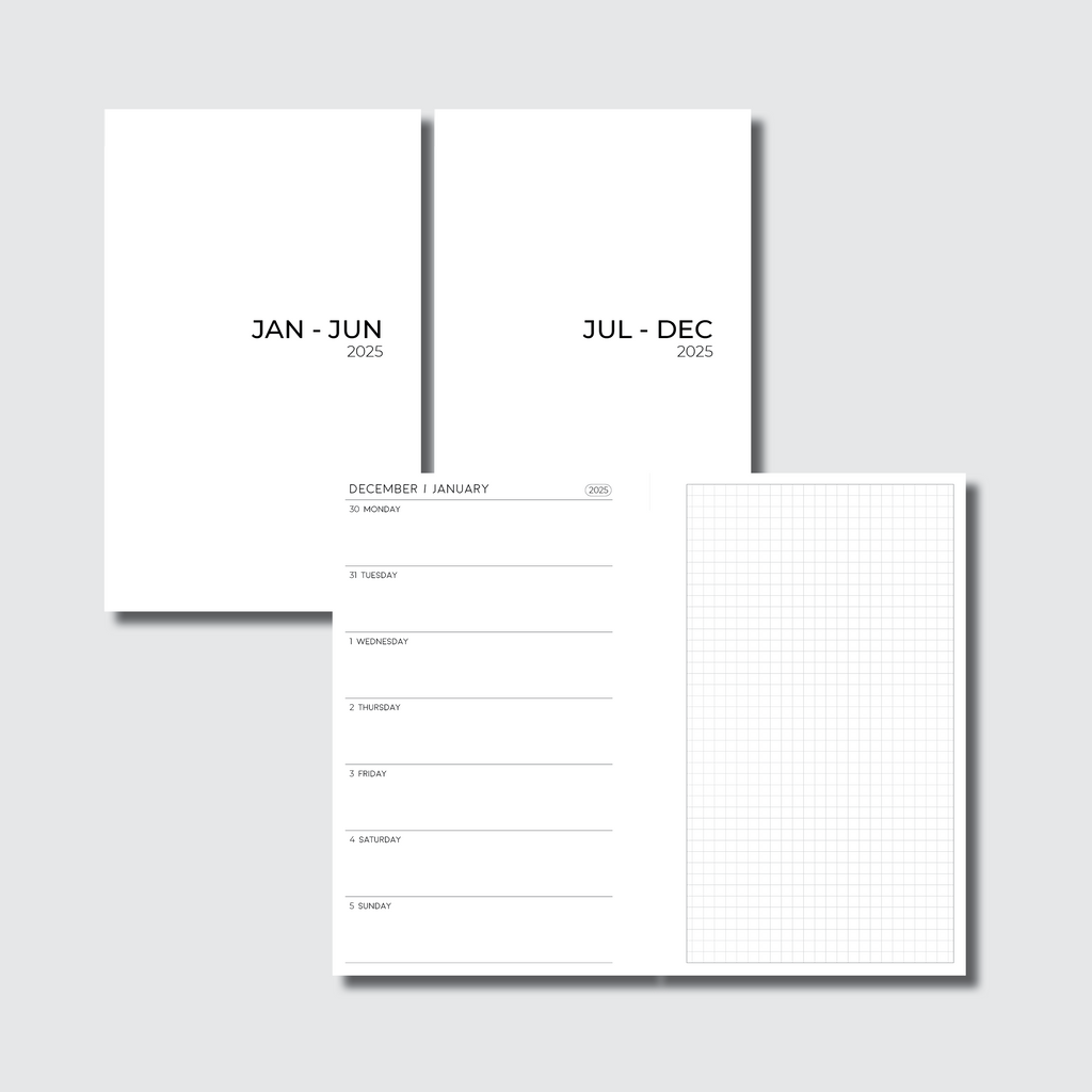 FC Rings Size | 2025 Horizontal Week on 1 Page + GRID Printable Insert ...