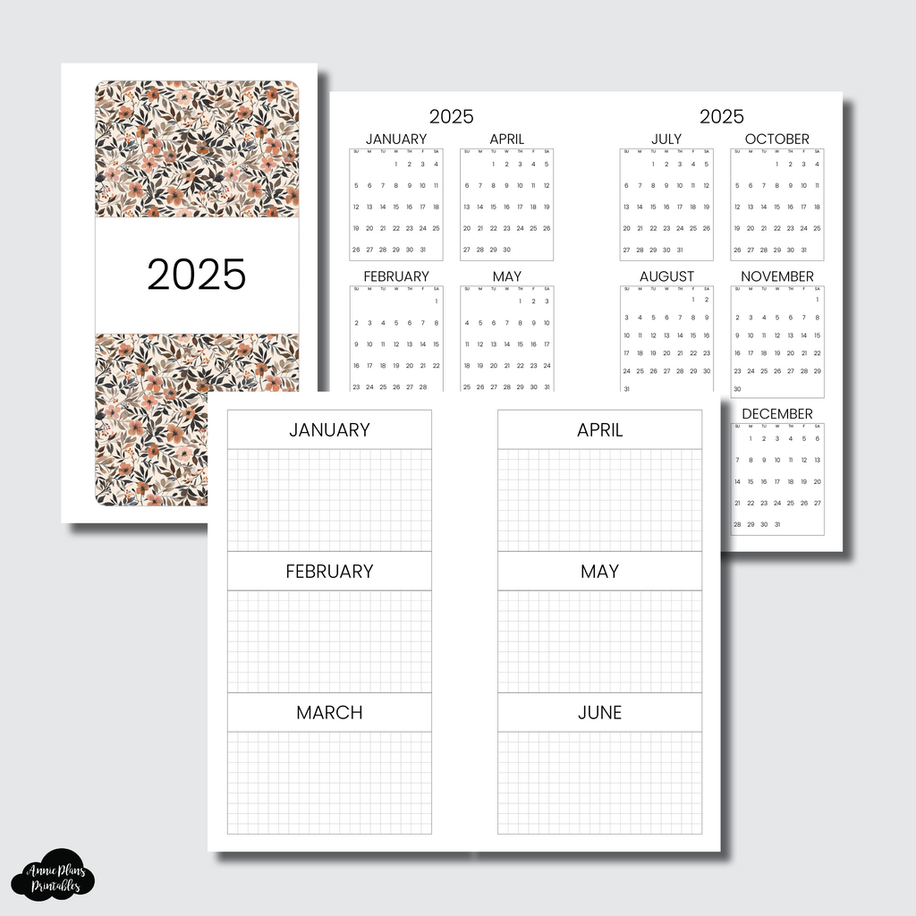 A6 Rings Size | 2025 Year at a Glance on 2 Pages Printable Insert ...