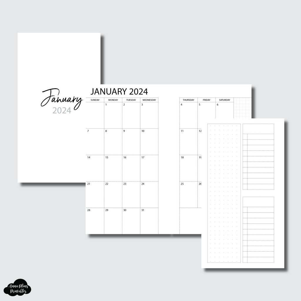 Personal Rings Size | 2024 Monthly With Cover & Notes Page Printable I ...
