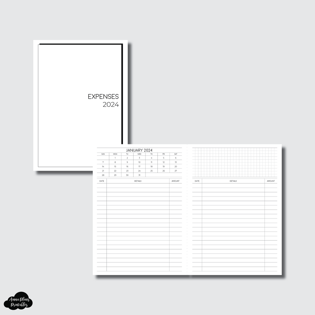 B6 TN Size | 2024 Monthly Expense Calendar Printable Insert ...