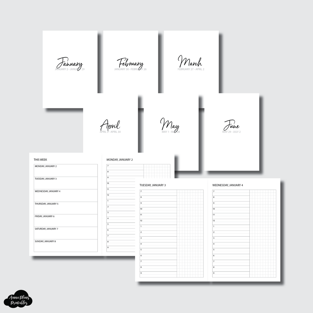 A6 TN Size | JAN - JUN 2023 Bundle: Weekly/Daily TIMED Printable Inser ...