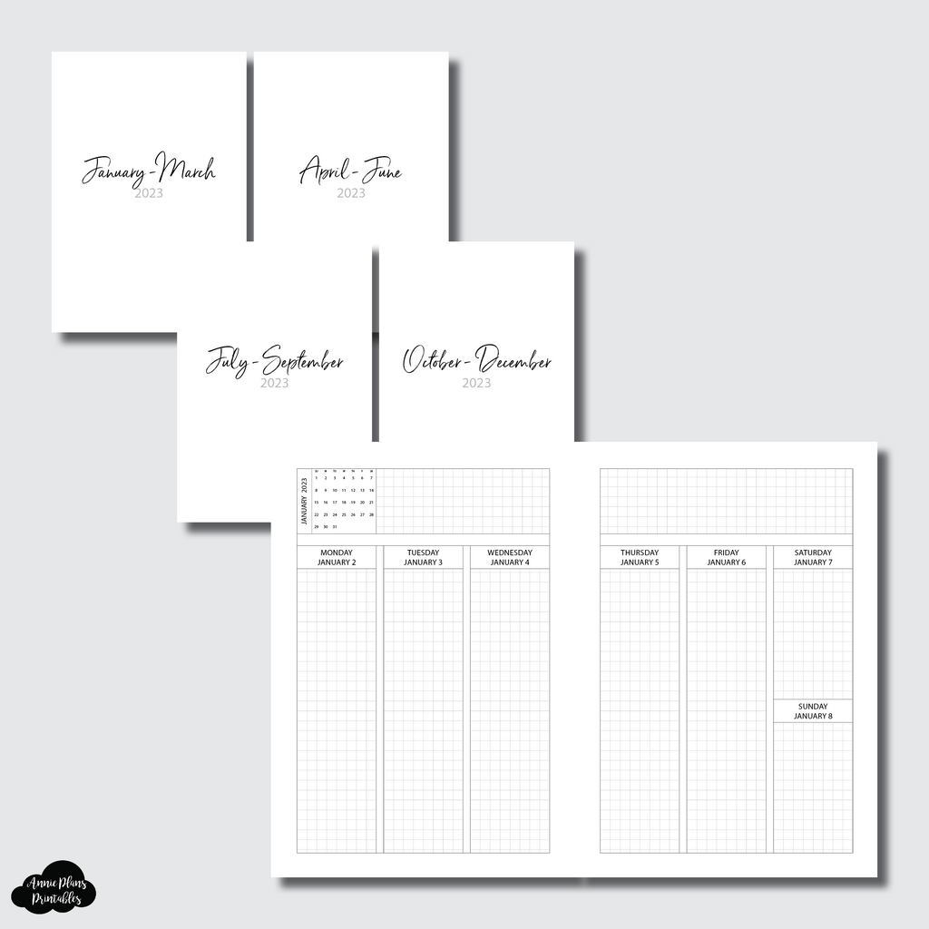 A5 Rings Size | 2023 Week on 2 Pages Vertical with Top Notes Printable ...