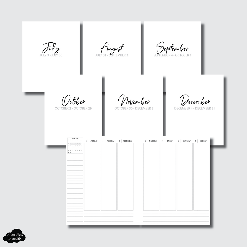 A5 Wide Rings Size | JUL - DEC 2023 Weekly Vertical Printable Insert ...