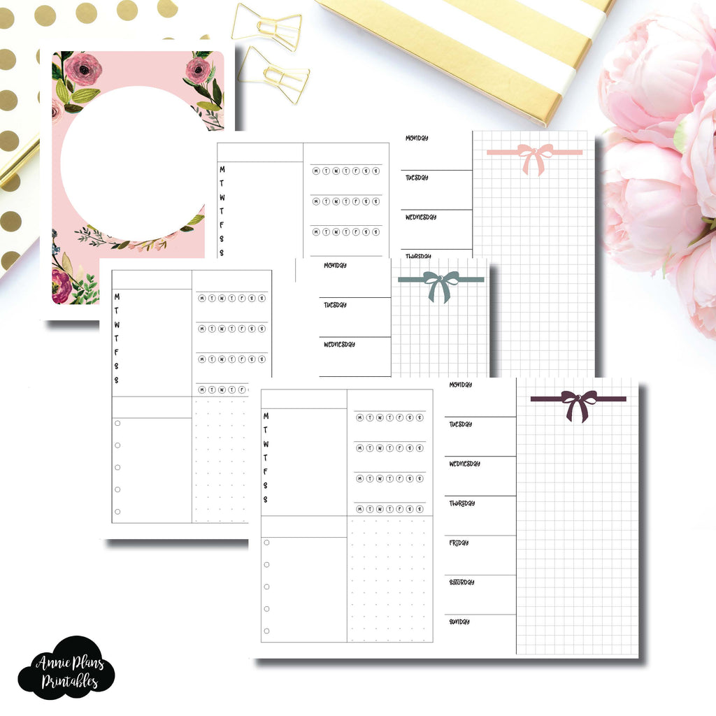 A6 TN Size | Undated Week on 2 Page Layout Printable Insert ...
