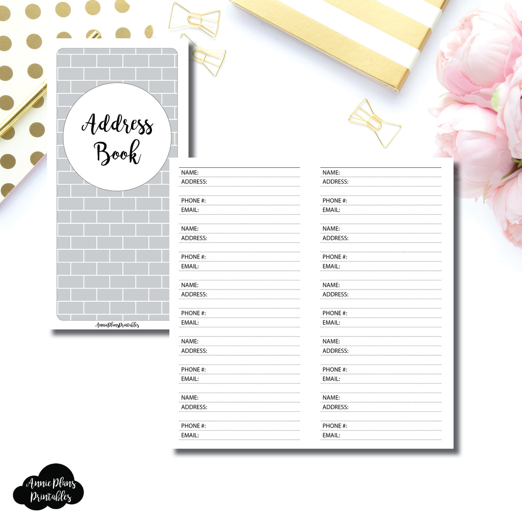 HWeeks Wide SIZE | Address Book Printable Insert ...
