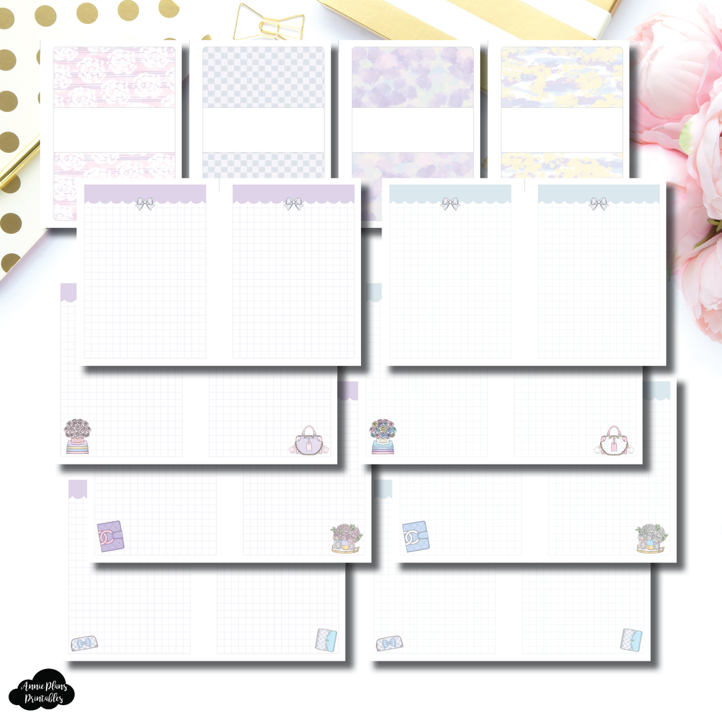 A5 Rings Size | Pastel and Colorful Grid Designer Notes Printable Inse ...