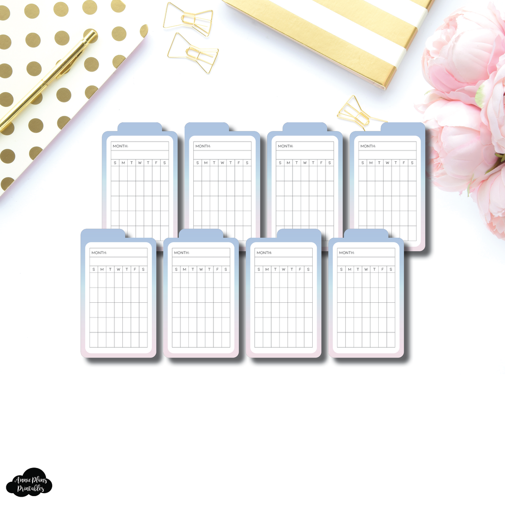 Tab Cards | VERTICAL Undated Monthly Tracker Cotton Candy Tab Card Pri ...