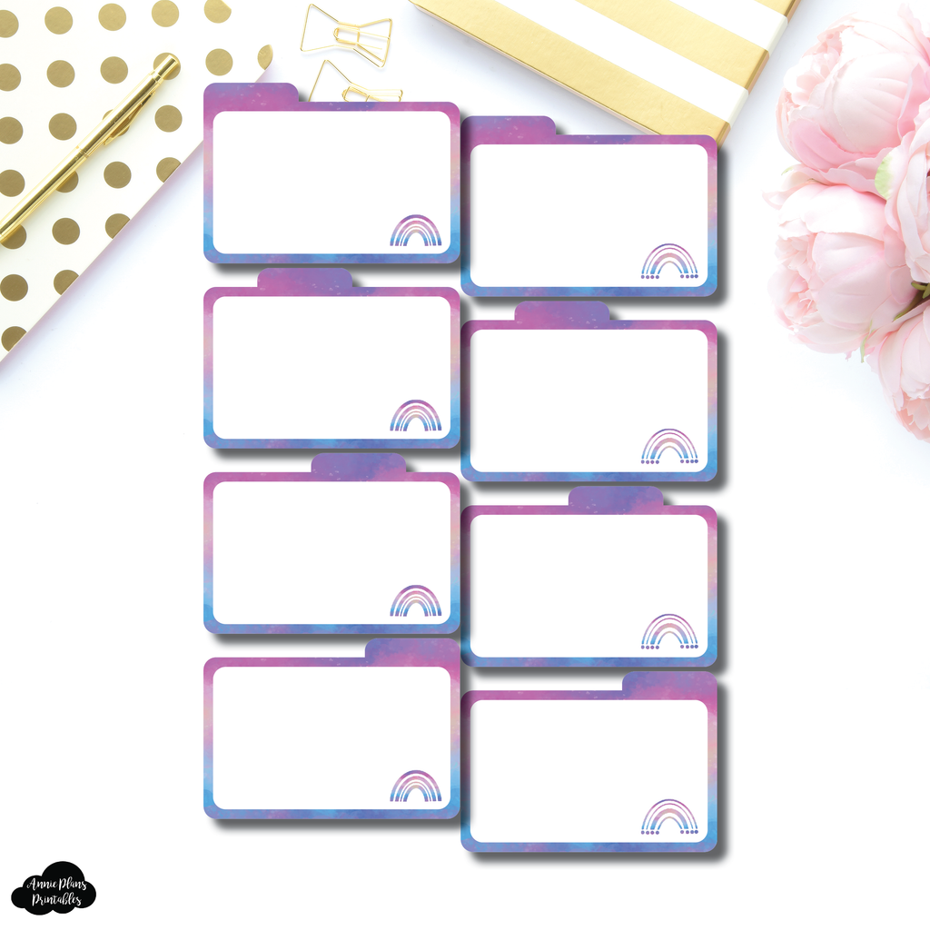 Tab Cards | Blank Vibrant Watercolor Tab Card Printable ...