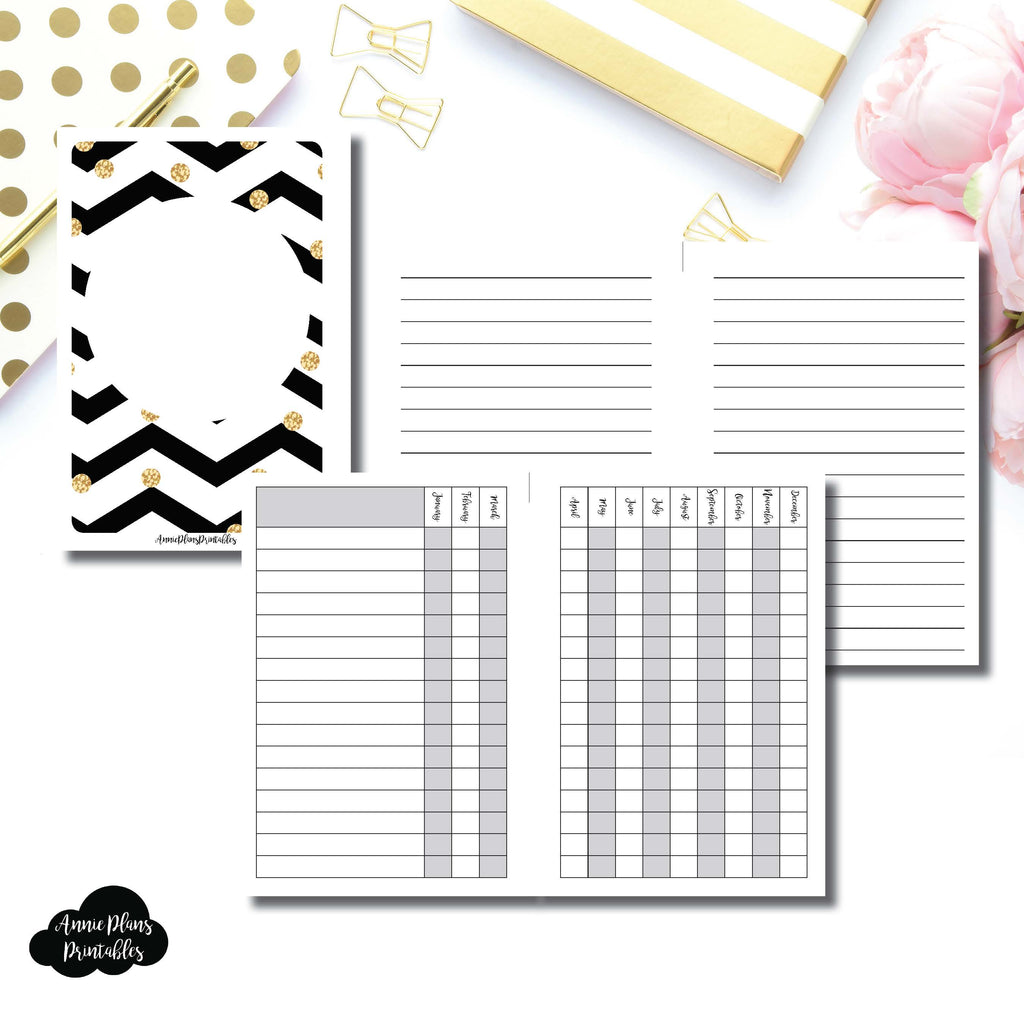 Personal Wide Rings Size | 12 Month Checklist Tracker Printable Insert ...