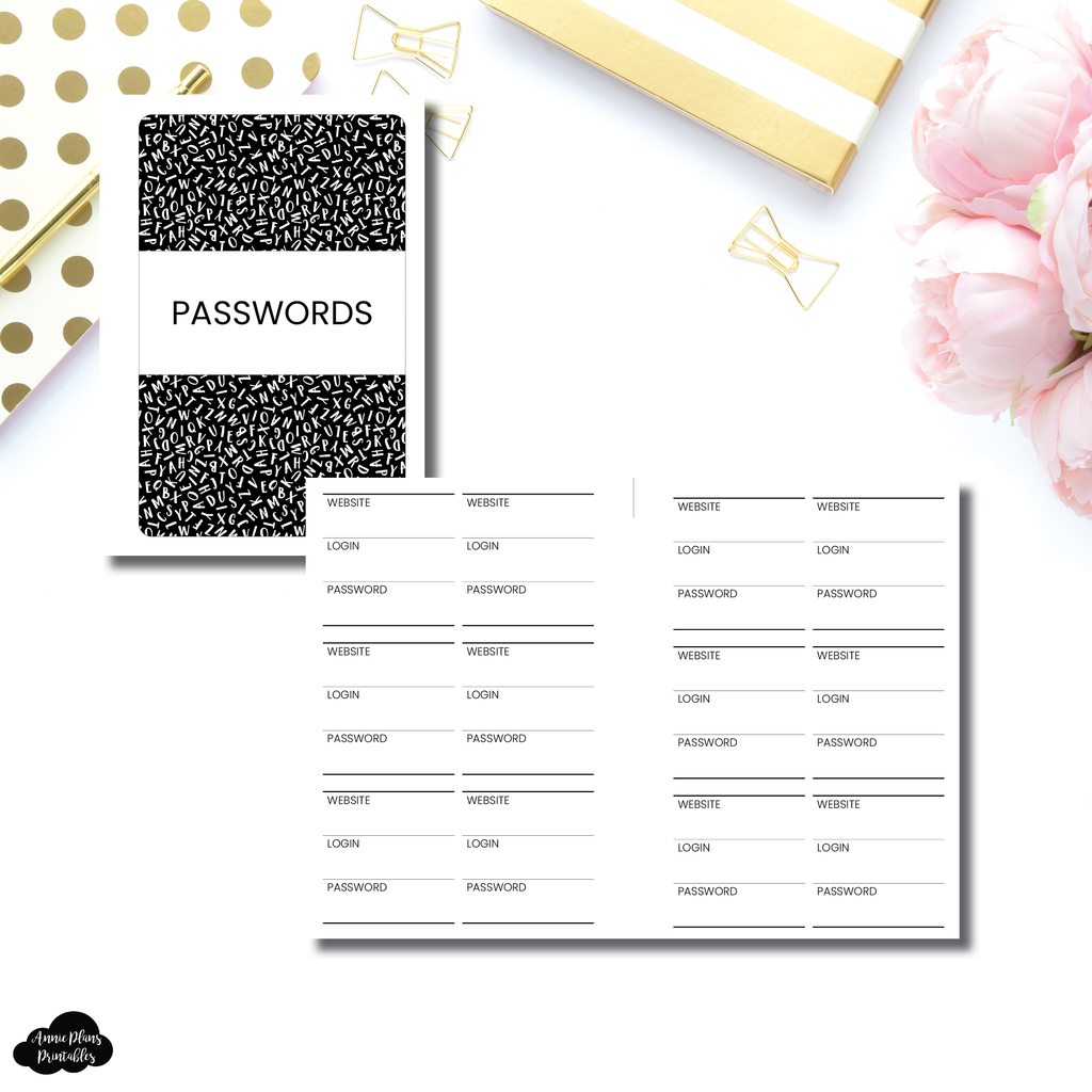 A6 Rings SIZED | PASSWORD TRACKER Printable Insert ...