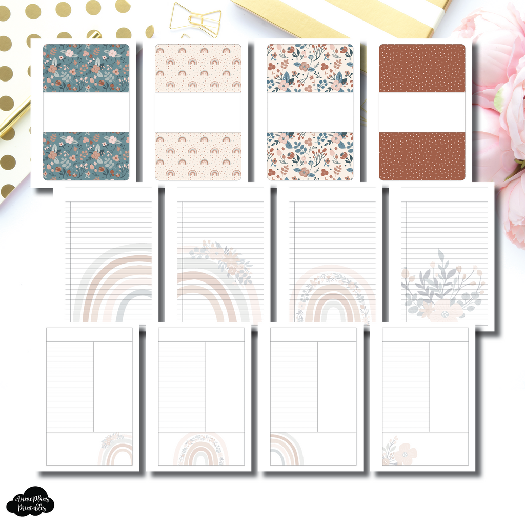 H Weeks Size | Natural Rainbow Boho List & Notes Printable Insert ...